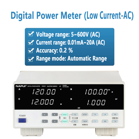 Power Meter 600V 20A 12kW 400Hz 2kHz High-accuracy Bench TRMS AC / DC ...