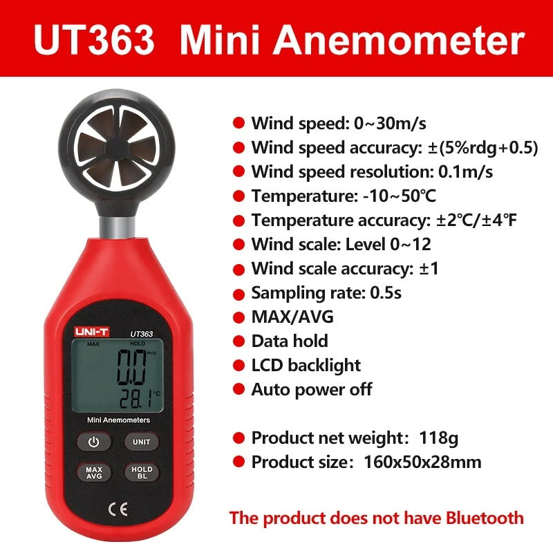 UNI-T UT363 Anemometer with Wind Speed, Temperature & Wind Chill Alert ...